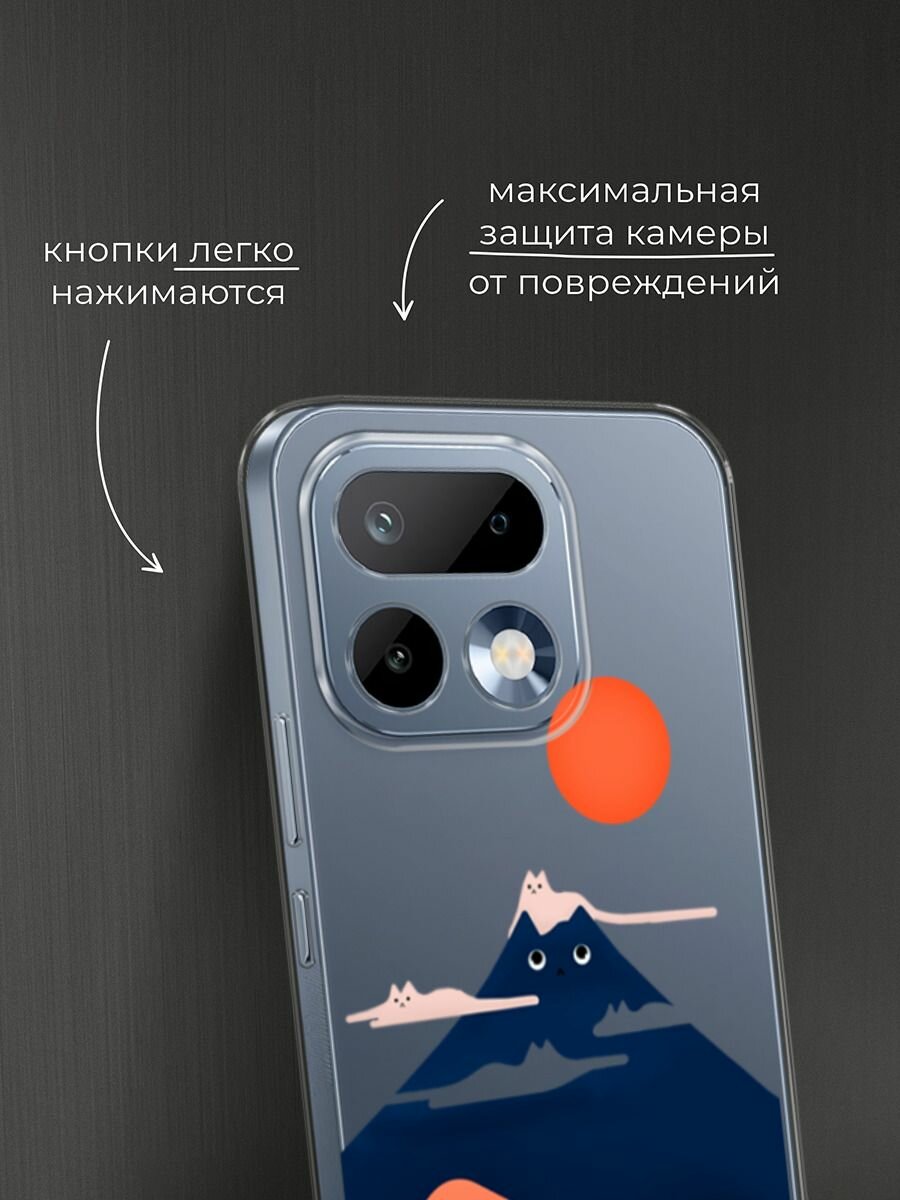 Чехол на Realme 16 Pro / Реалме 16 Про с принтом Кот-гора, прозрачный — фото 1