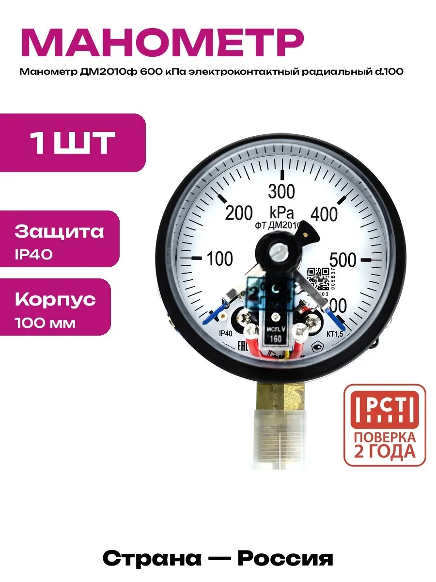 Прибор измерения давления ДМ2010ф 600 кПа радиальный М20х1,5