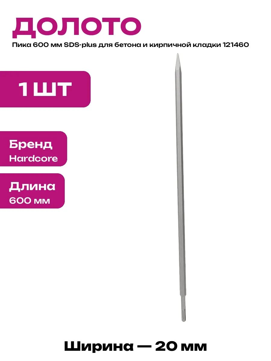 Пика по бетону 600 мм хвостовик SDS-plus сталь модель 121460