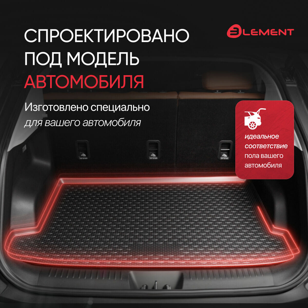 Коврик В Багажник Подходят Для Москвич 3Е 2022-, Внедорожник 5 Дв, 1Шт. (Полиуретан)(Element Elementa67650B13)