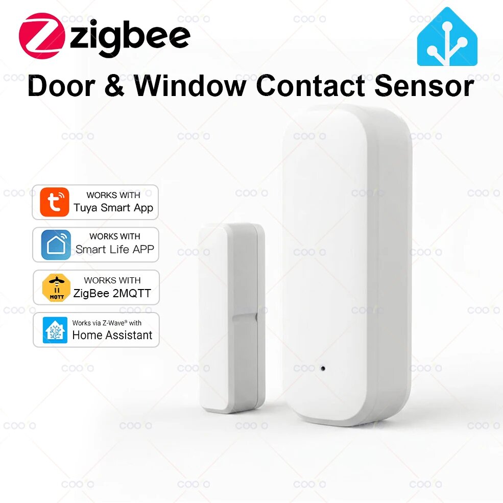 Умный датчик открытия/закрытия двери/окна Zigbee 3.0, управление через приложение Tuya Smart Life, уведомления, совместимость с Zigbee2MQTT