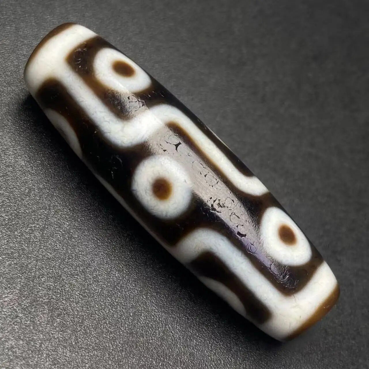 Древние тибетские бусины Дзи, старый агат, подвеска-амулет «Небеса и земли», 9 глаз