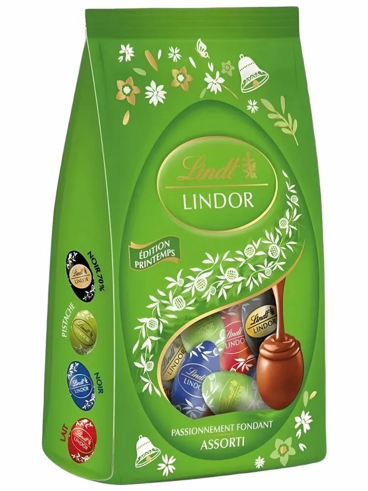 Шоколадные пасхальные яйца LINDT Lindor Edition Printemps, (Ассорти),180 г
