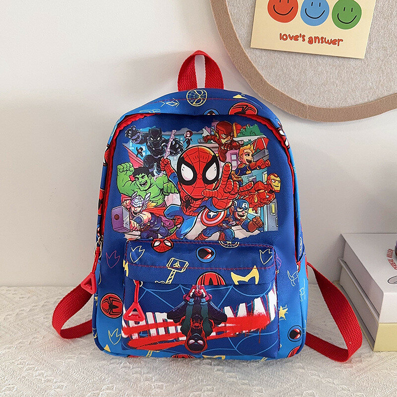 Рюкзак детеи с изображением человека паука бренда kids из мягкого нейлона для повседневного использования navy blue
