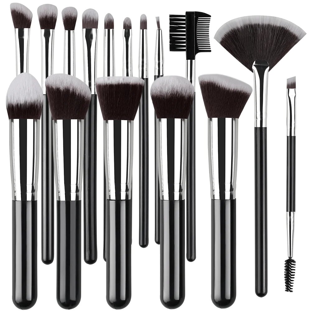 Набор кистей для макияжа 16 шт. Silver black