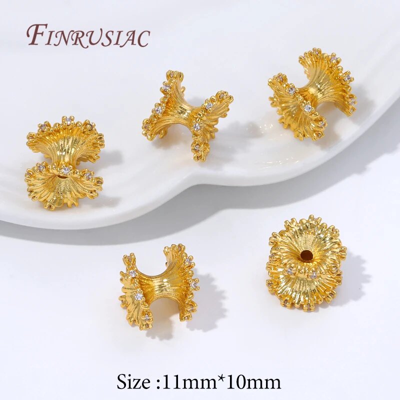 Металлические бусины-разделители, Бусины-разделители из латуни с позолотой 18K для изготовления украшений, металлические разделительные бусины для браслетов, круглые бусины для DIY-творчества.