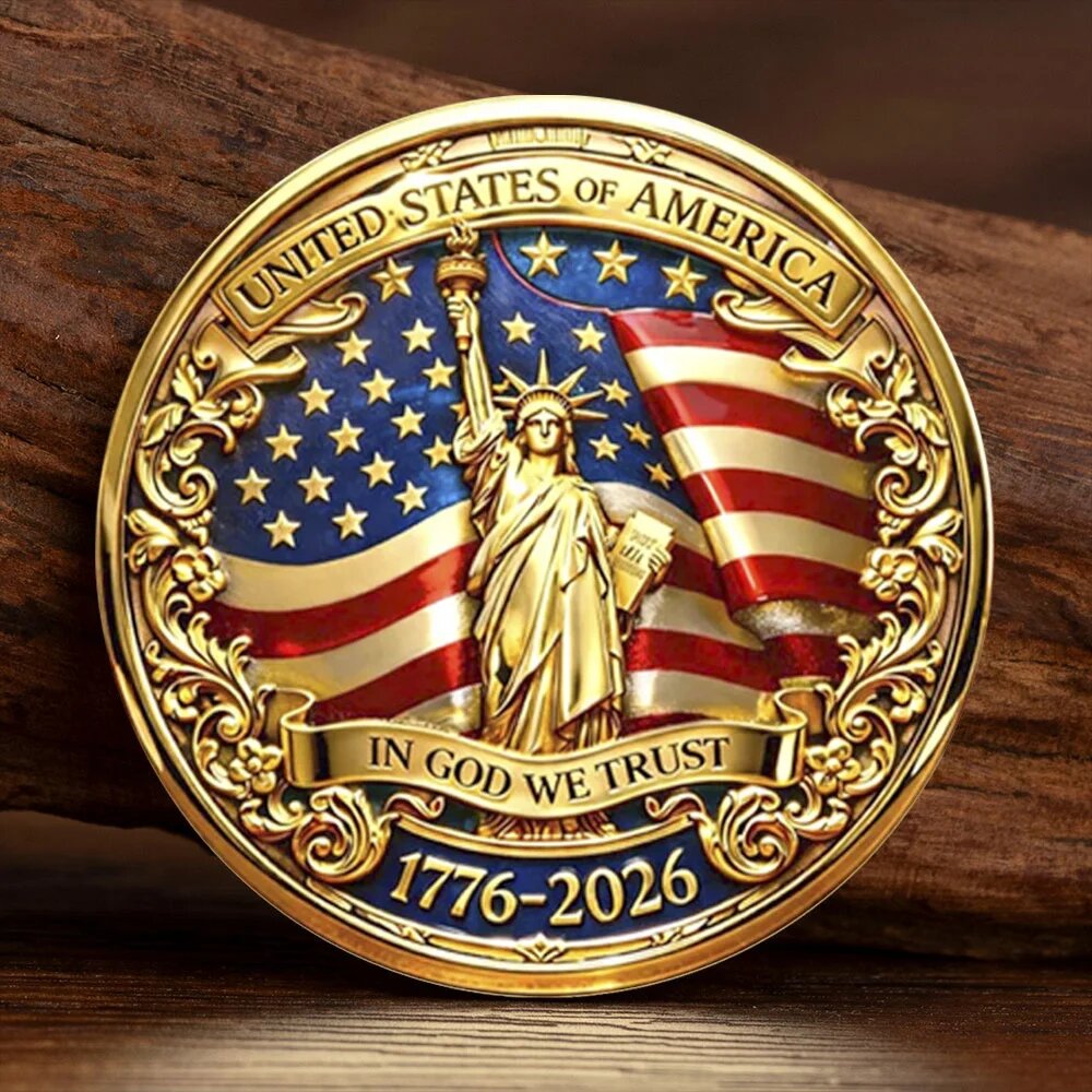 Позолоченная сувенирная монета "Во имя Бога мы верим" E. Pluribus Unum