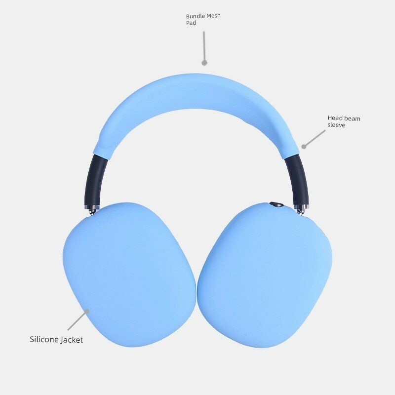 Силиконовый чехол для AirPods Max с головной лентой и сетчатой подкладкой, небесно-голубой - устойчивый к царапинам,