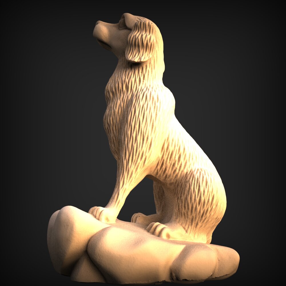 STL модель для 3D принтера – скульптура сидящей собаки 3D-051
