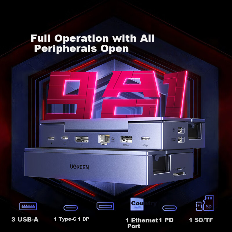 UGREEN Док-станция для Steam Deck ROG Ally DP1.4 4K120Hz 10G высокоскоростное расширение Цвет：9-дюймовая складная