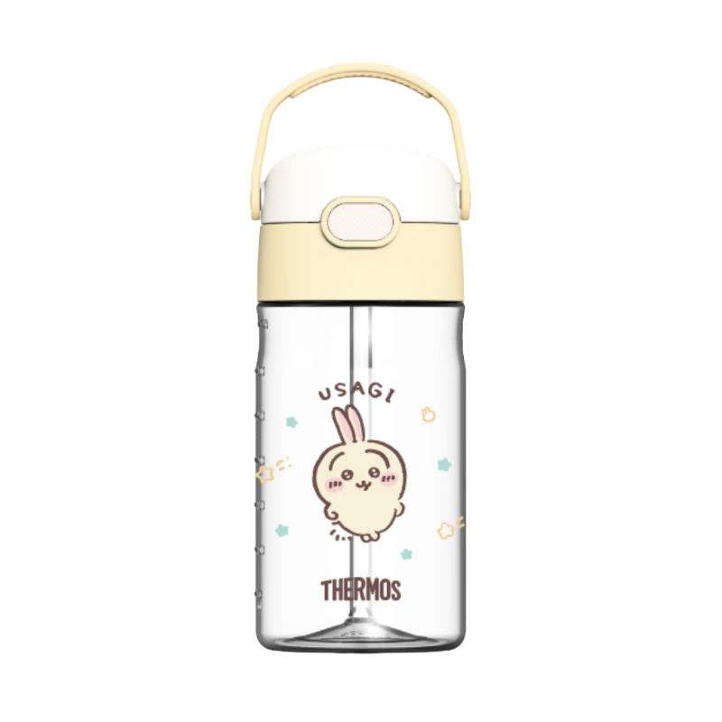 THERMOS детская летняя бутылка с пьезо-стаканом Chiikawa, набор Usachi, удобная ручка для школы Объем：Желтый стакан с