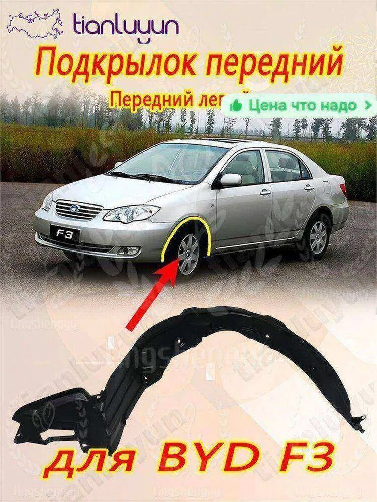 Подкрылки ABS пластик матовый черный для BYD F3 F3R полный комплект передние задние