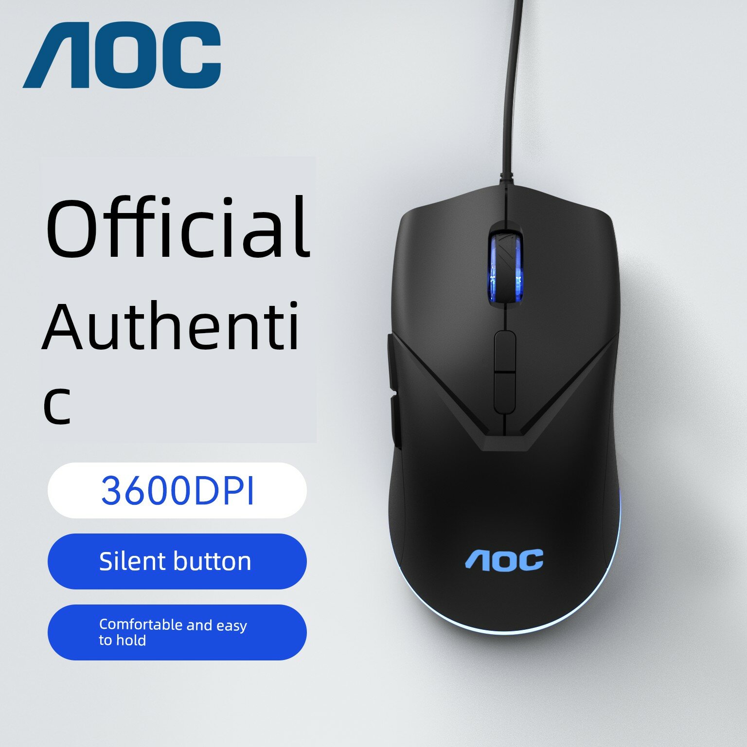 Мышь AOC, проводная бесшумная мышь для офиса, игр, киберспорта, настольных ПК, ноутбуков, универсальная мышь для