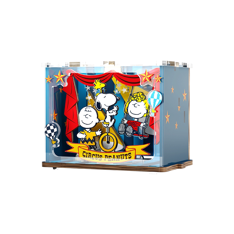 Snoopy Happy Stage Деревянный набор строительных блоков - DIY головоломка для детей, 100-пьесная сборная модель,