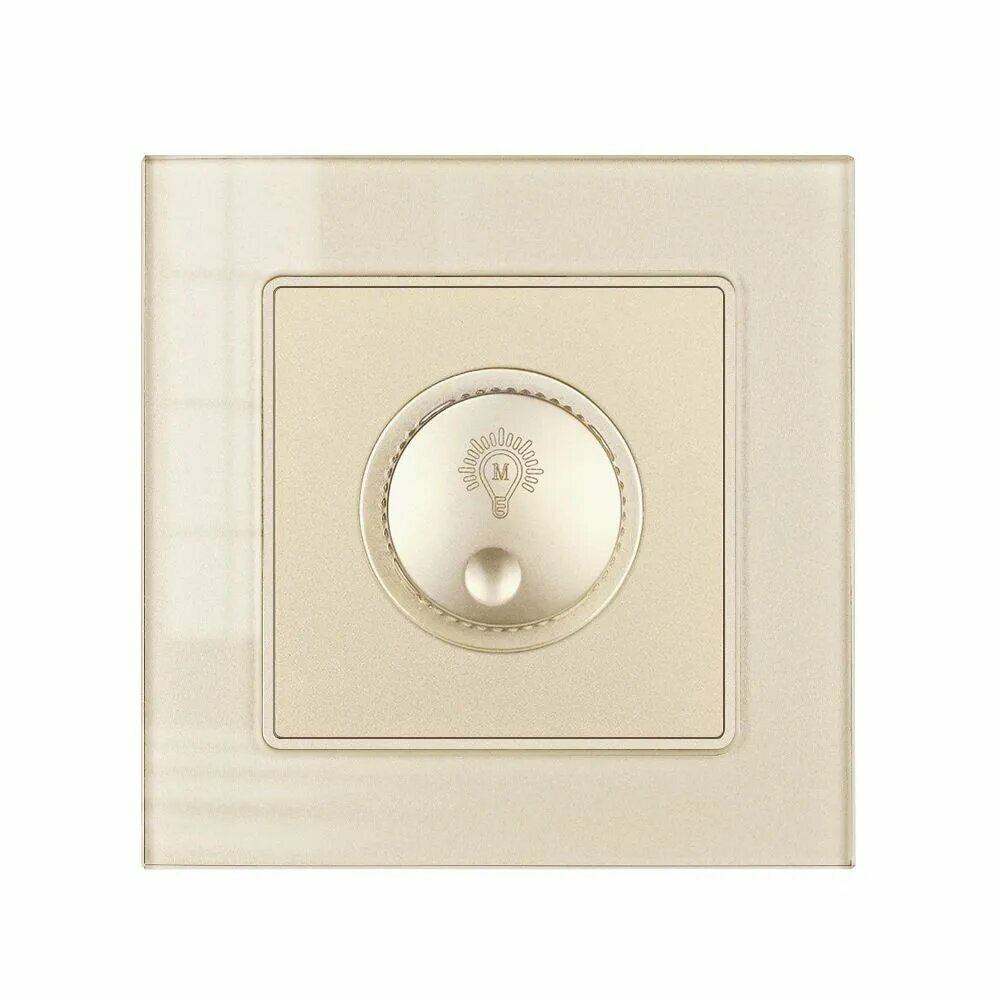 Выключатель-диммер , Панель закаленное стекло , золотой