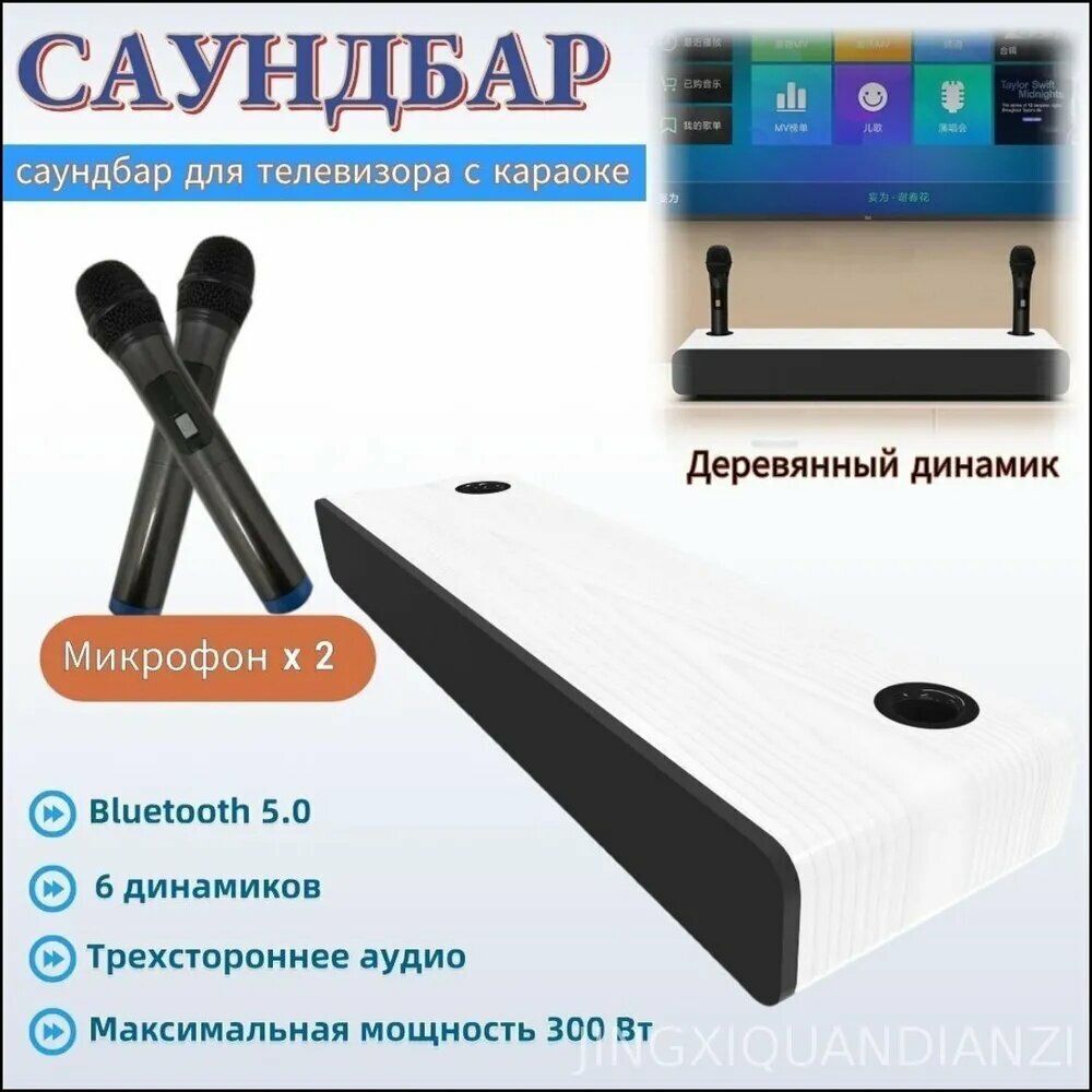 Эксклюзивная звуковая панель для телевизора с караоке и двумя микрофонами
