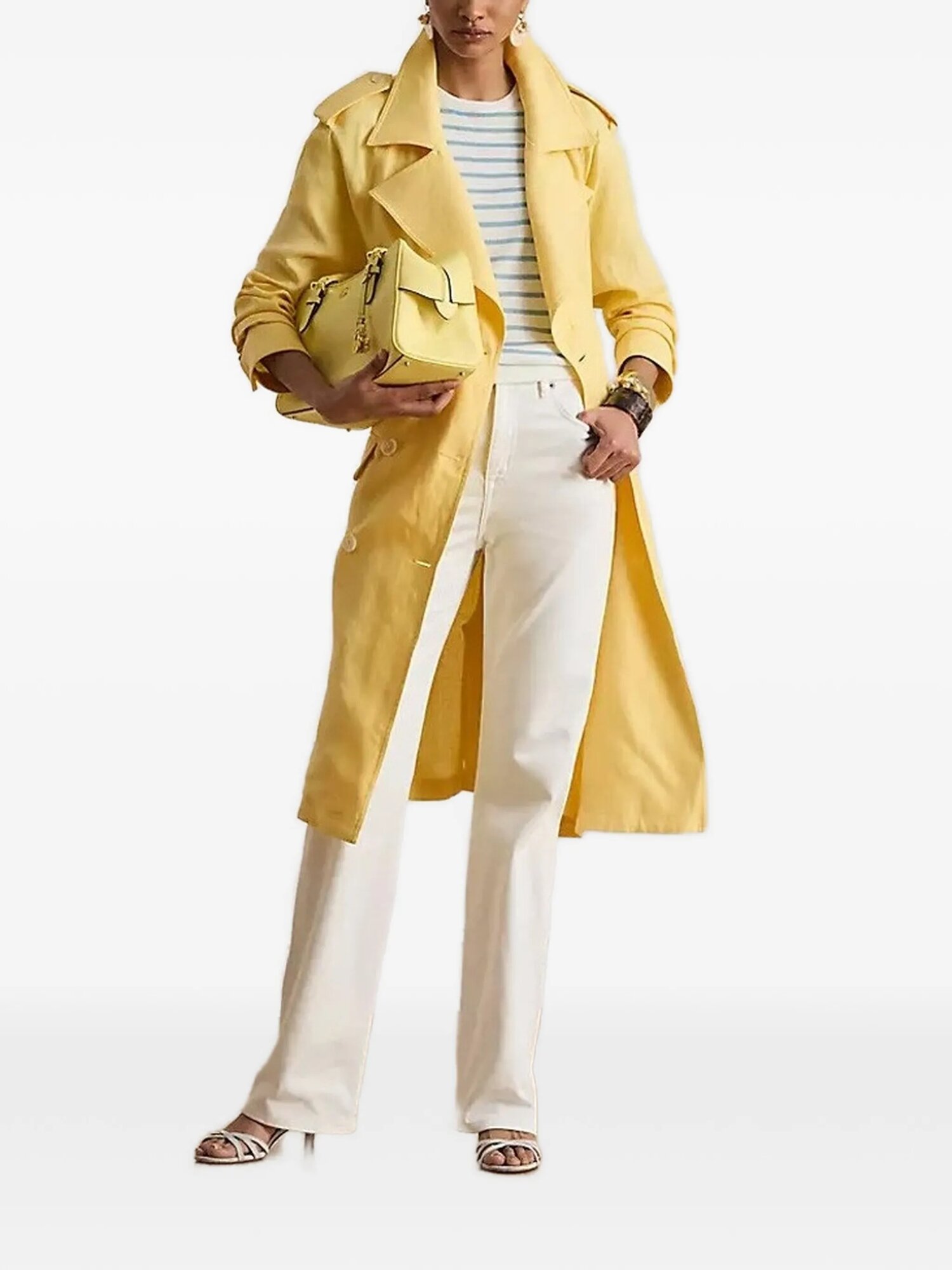 Куртка Lauren Ralph Lauren Belted double-breasted jacket, размер 40, yellow — фото 1