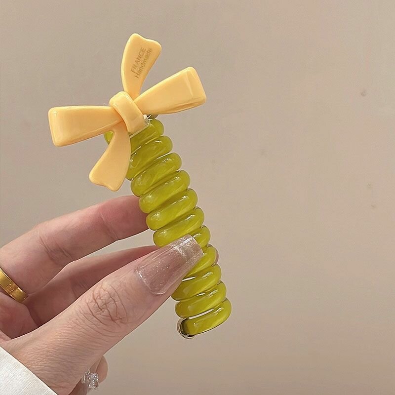 Весенне-летний милый инструмент для укладки волос с бантиком и эффектом пузырьковой косы, женская новинка 2026 года, высококачественная резинка для волос в виде телефонного провода.