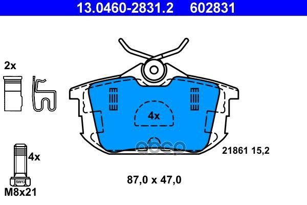 Колодки торм. зад. VOLVO S40 1,8/2,0/1,9TD 95-> Ate арт. 13-0460-2831-2