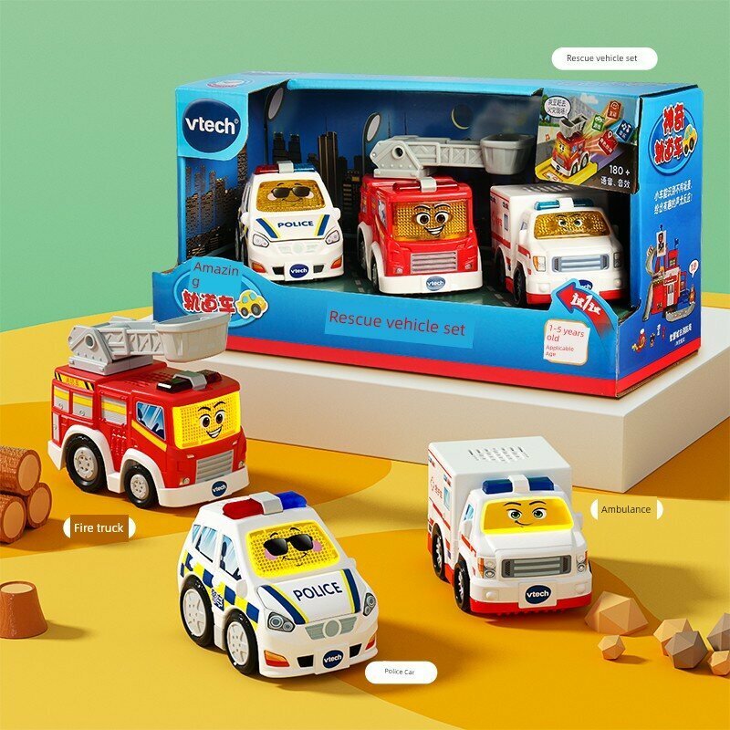Набор Vtech Спасательные машины для детей 1-3 лет, пожарная, скорая, полицейская, инженерная игрушка, 3 в 1