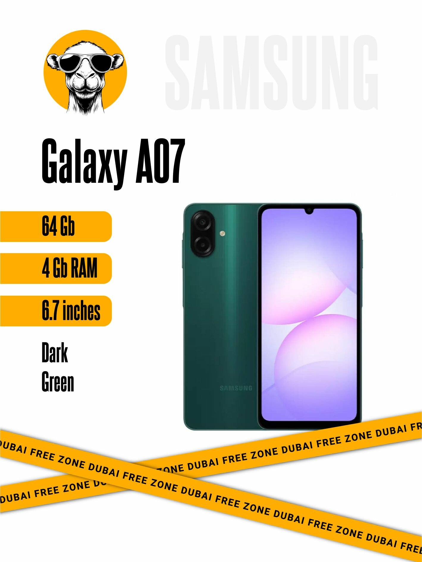 Смартфон Samsung Galaxy A07 4/64Gb Dark Green/Зеленый.