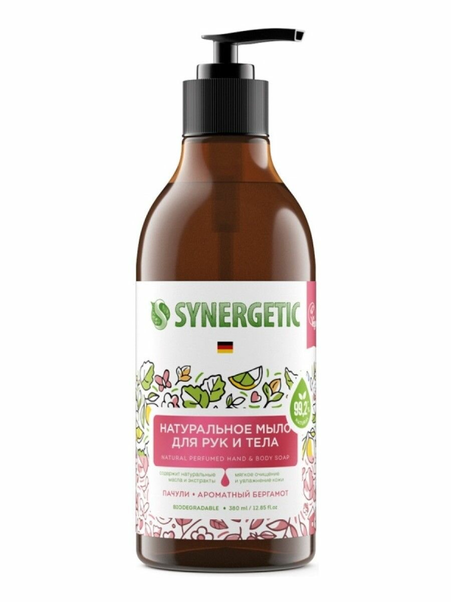 SYNERGETIC Жидкое мыло пачули и ароматный бергамот 380 мл