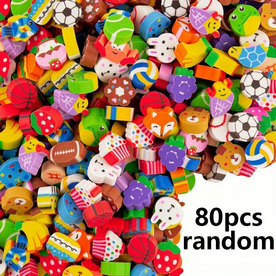 80шт ластиков мини фигурки животные и спорт