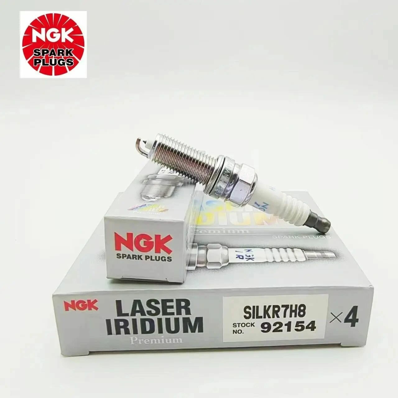 Свечи зажигания NGK SILKR7H8 (92154) комплект 4 шт. для Mitsubishi Eclipse Cross 2018–2023 1.5T — иридий, платиновый электрод, зазор 0.8