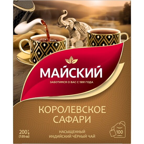 Чай черный Майский "Королевское сафари" 100 пакетиков