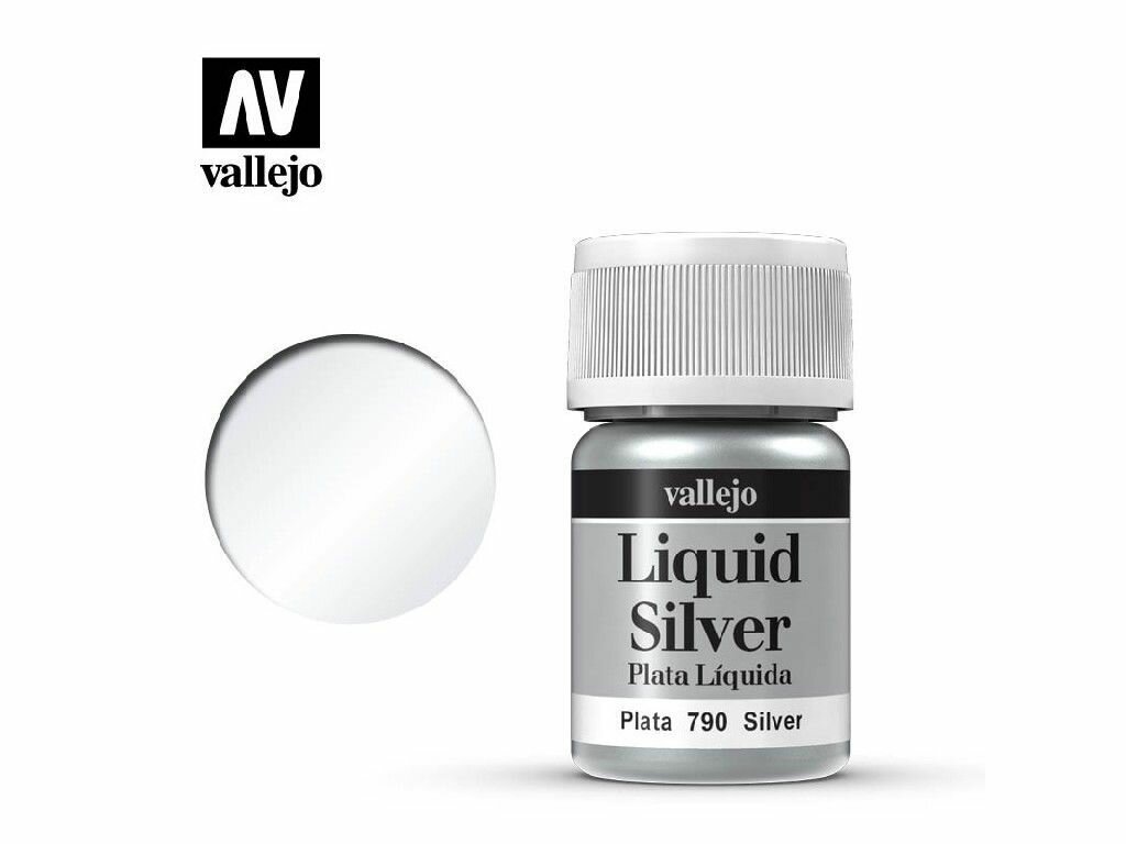 Краска Vallejo серии Liquid Gold - Silver, спиртовой металлик (35 мл) 70.790