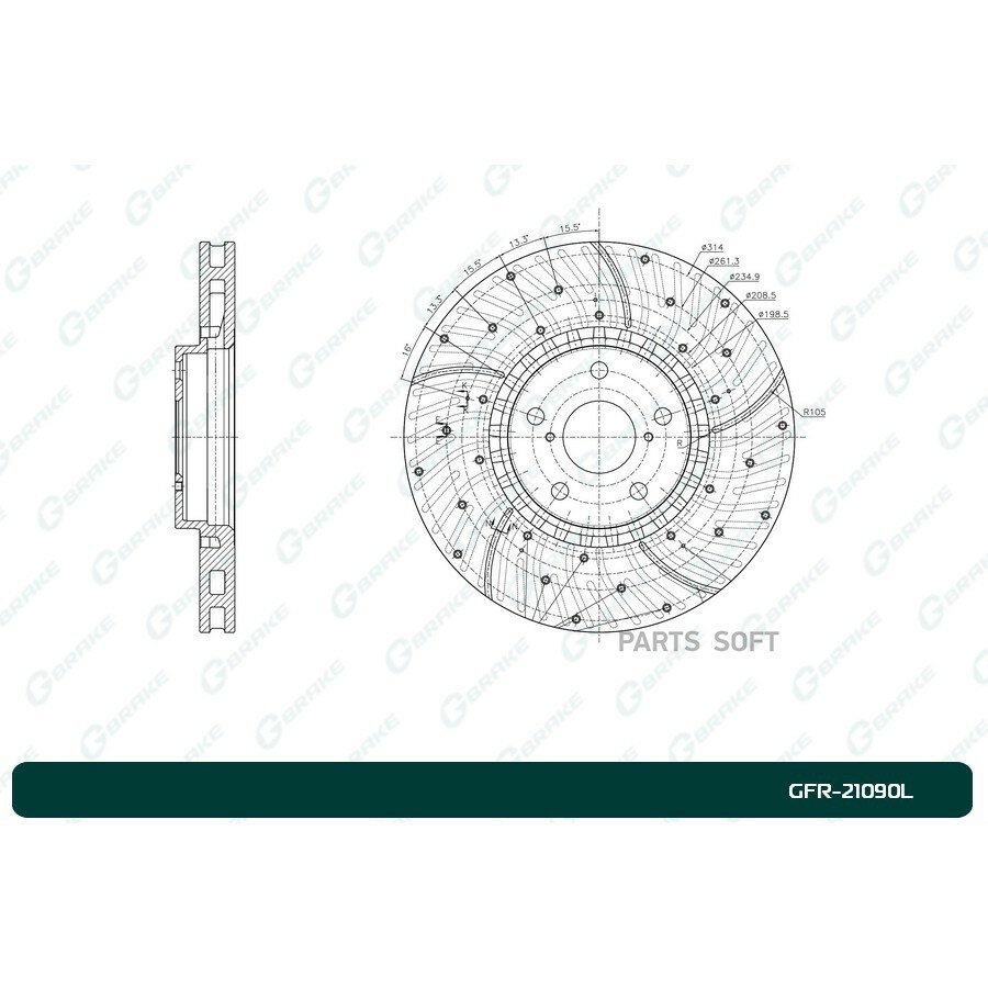 GFR21090L G-BRAKE Диск тормозной перф. вентил. левый G-BRAKE GFR21090L | цена за 1 шт