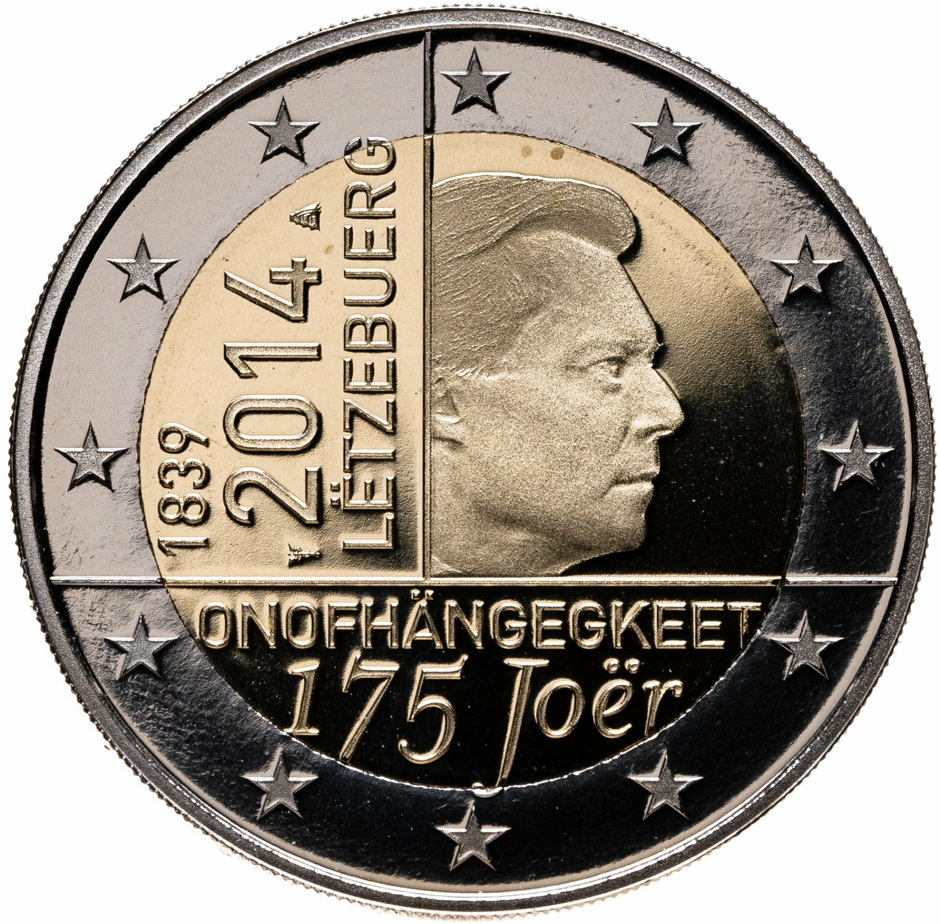 Люксембург 2 евро 2014 "175 лет независимости Люксембурга" Proof в капсуле, Биметалл