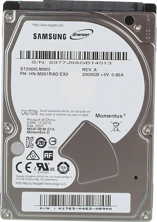 Внутренний жесткий диск для ноутбуков и компьютеров Samsung 2TB 2.5 HDD ST2000LM003