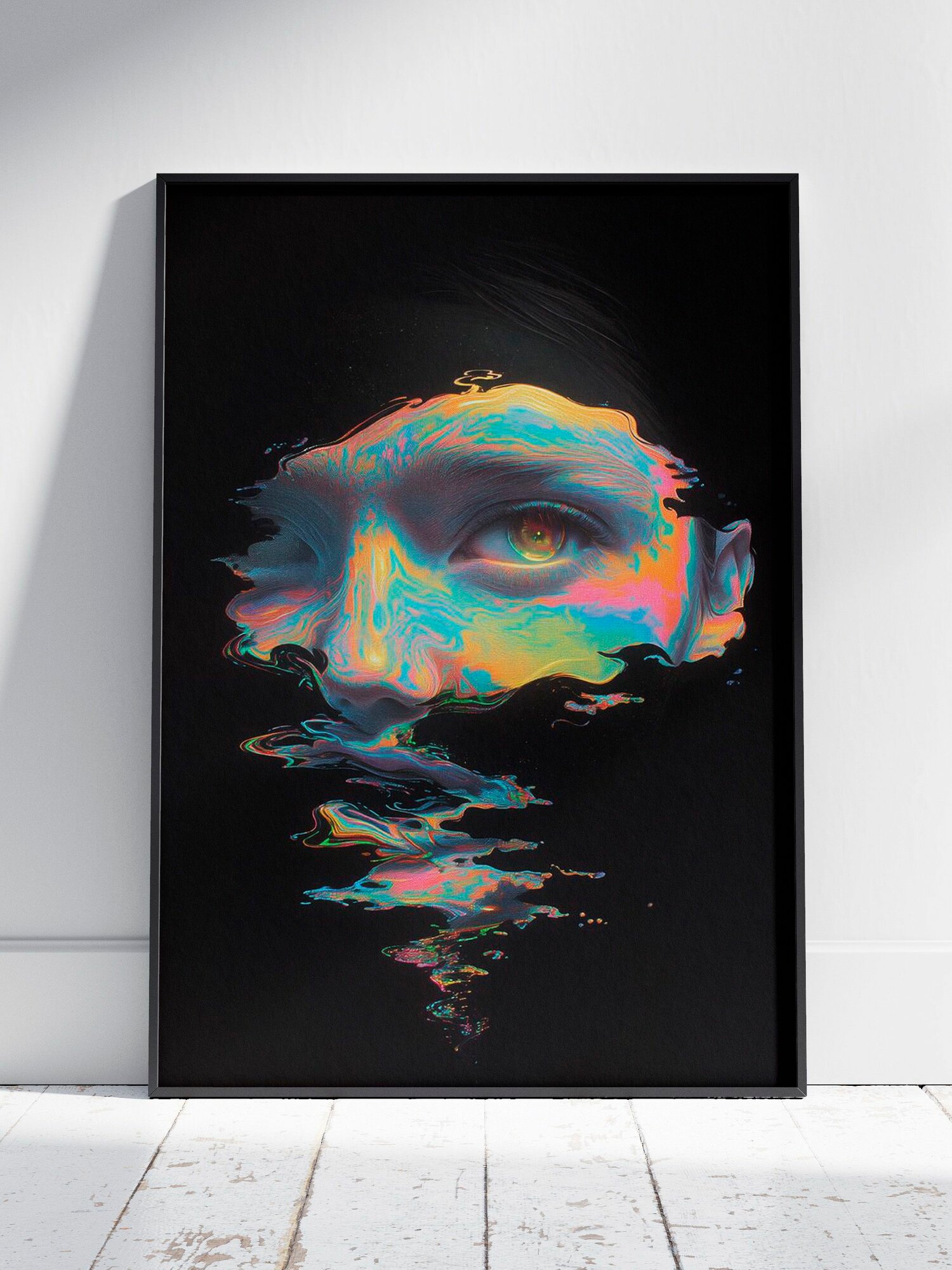 Плакат на стену для интерьера Цифровой Арт и Вапорвейв (Смещения RGB и Искажения 4) - Постер по неону формата A4 (21x30 см)