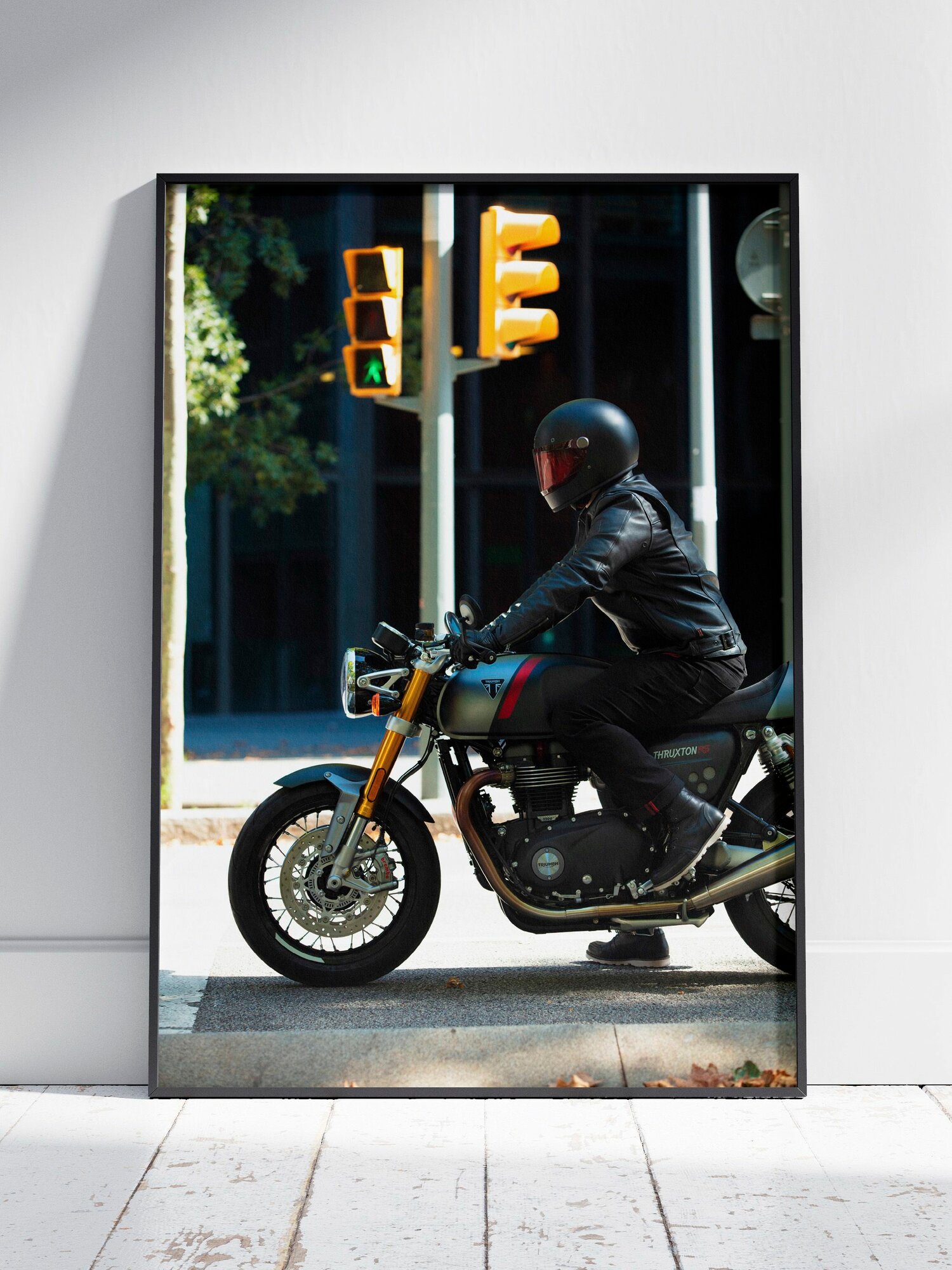 Плакат на стену для интерьера Техника и транспорт (Триумф Тракстон - Triumph Thruxton) - Постер по транспорту формата A4 (21x30 см)