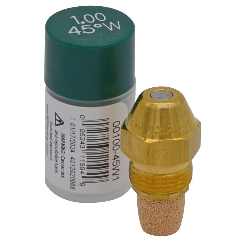 Форсунка Delavan 1.00GPH, 45W, 00100-45W1, W - образная форма распыла, угол 45 градусов, для дизеля — фото 1