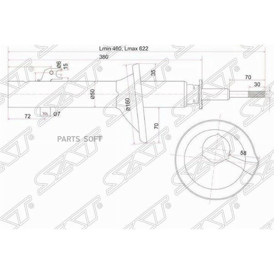 Стойка передняя Honda Stepwgn 96-01 / S-MX 96-02 (Слева) от официального дистрибьютора, SAT, артикул ST51606S47014