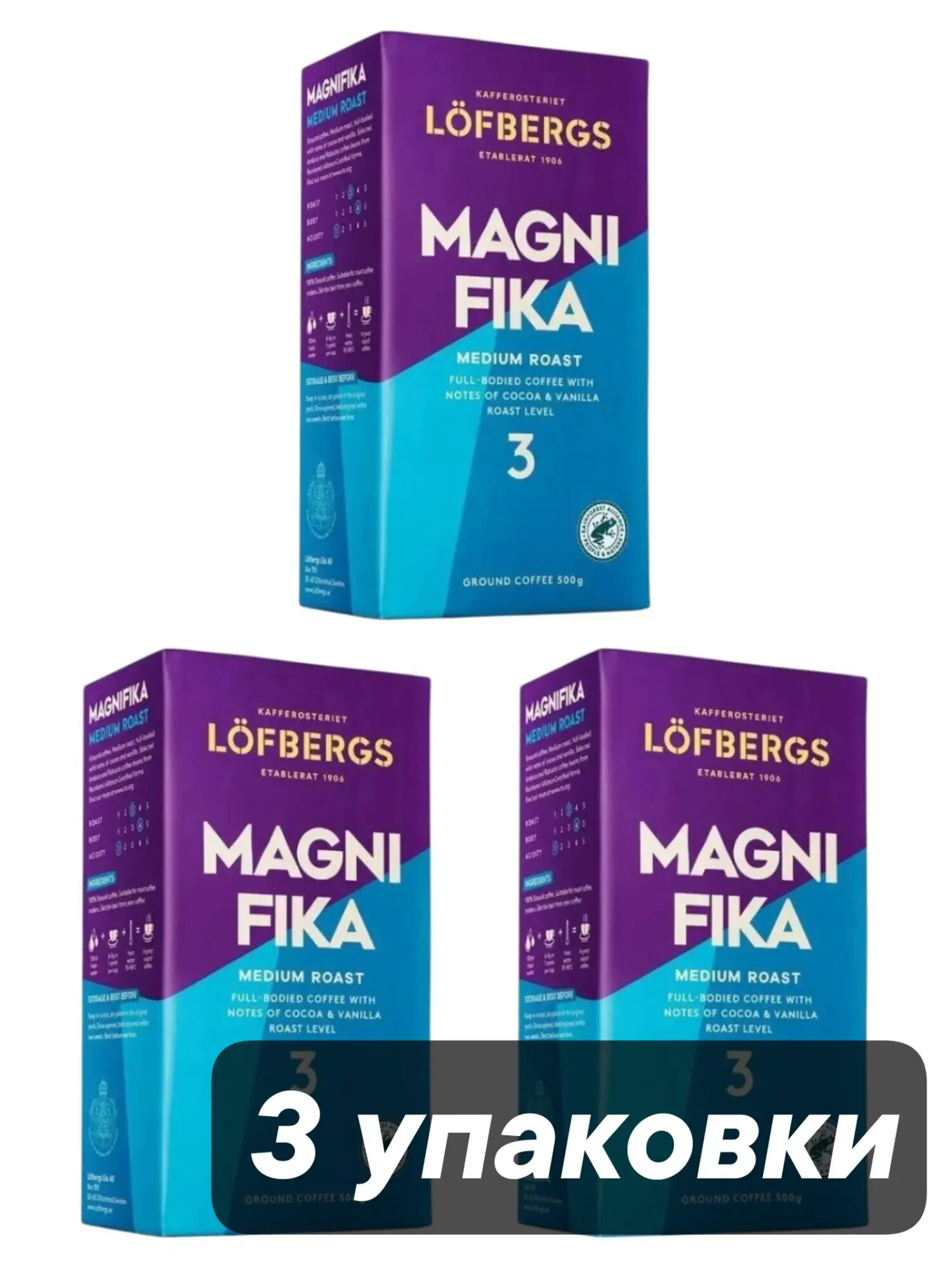 Кофе молотый Lofbergs Magnifika 500 гр 3 шт