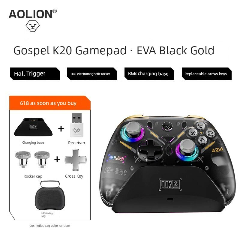 Контроллер Aojia K20 Mechanical Black Gold Bluetooth для Nintendo Switch
