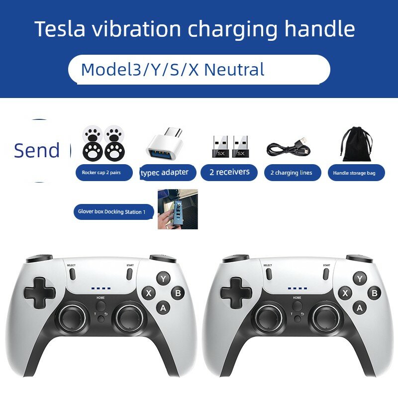 Двойной беспроводной Bluetooth-контроллер с вибрацией для Tesla Model 3/Y с подзарядкой и док-станцией