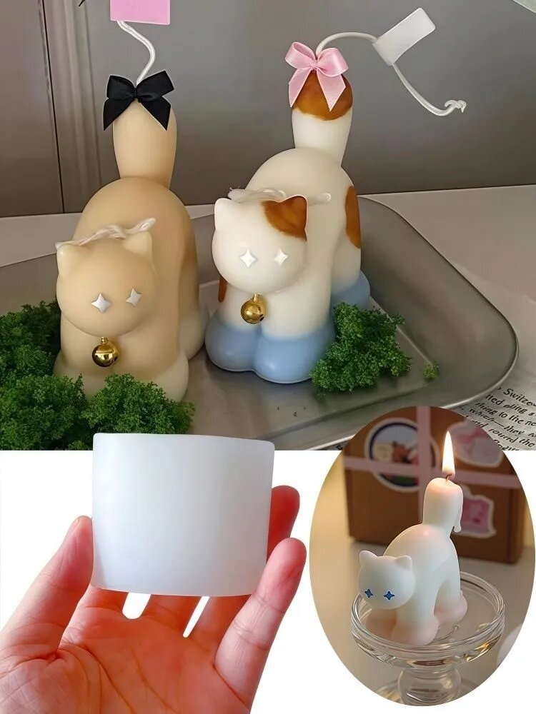Форма "Котик" мини 6x4.9 см, пищевой силикон, для свечей, мыла, шоколада и декора