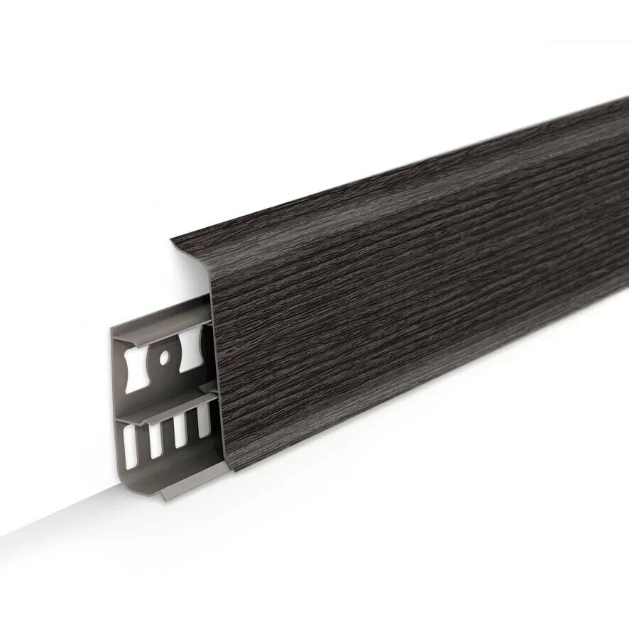 Пластиковый плинтус Идеал Деконика 70 мм Каштан серый 352, 1 шт.