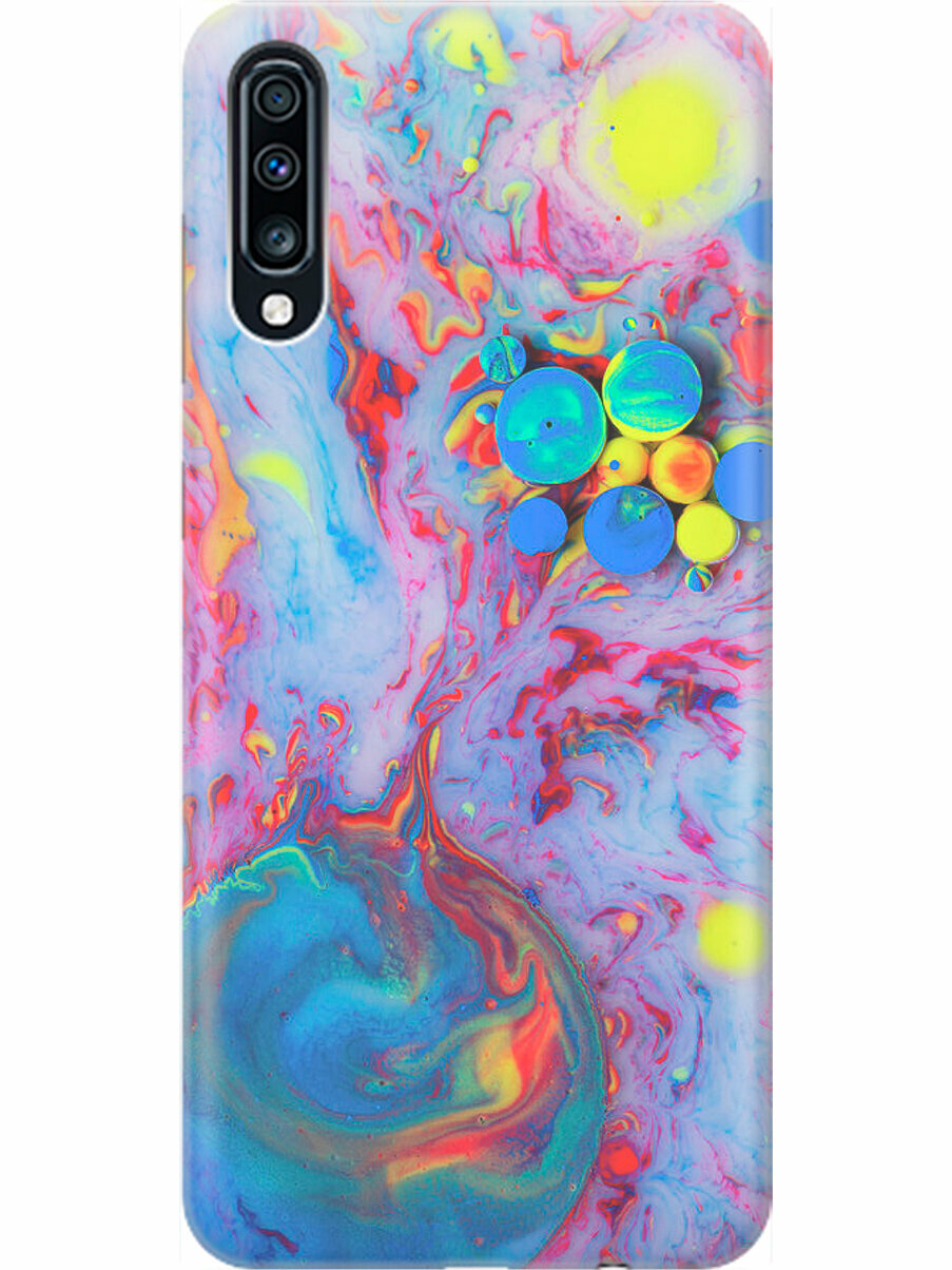 Накладка Transparent для Samsung Galaxy A70 / A70s с принтом "Серо-голубые краски"