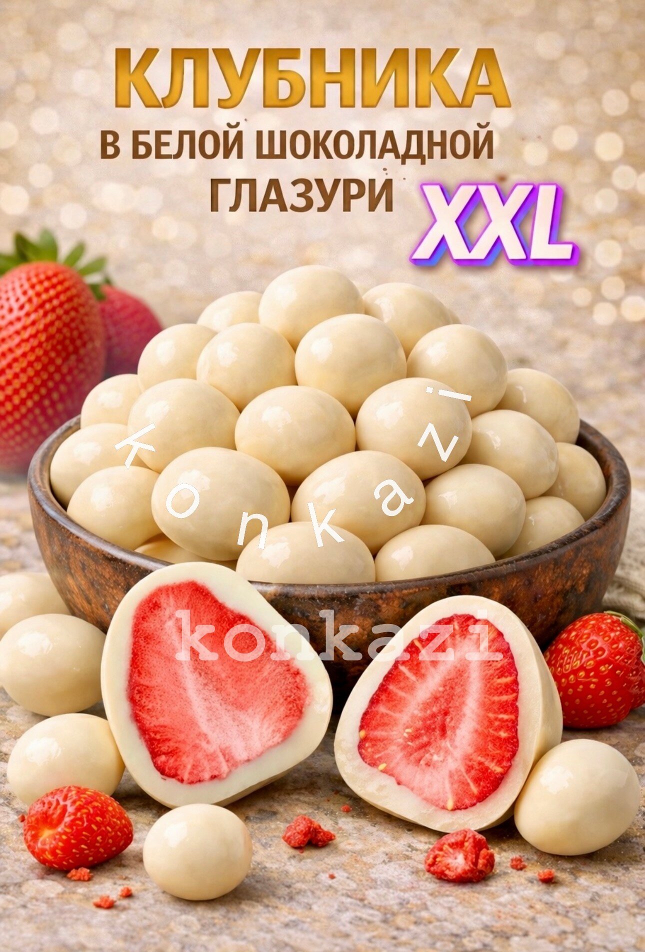 Клубника в белом шоколаде в глазури