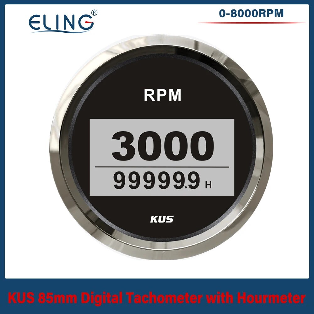 KUS 85 мм Цифровой Тахометр с Час-Счетом, 0-8000 RPM, Digital 8KBS
