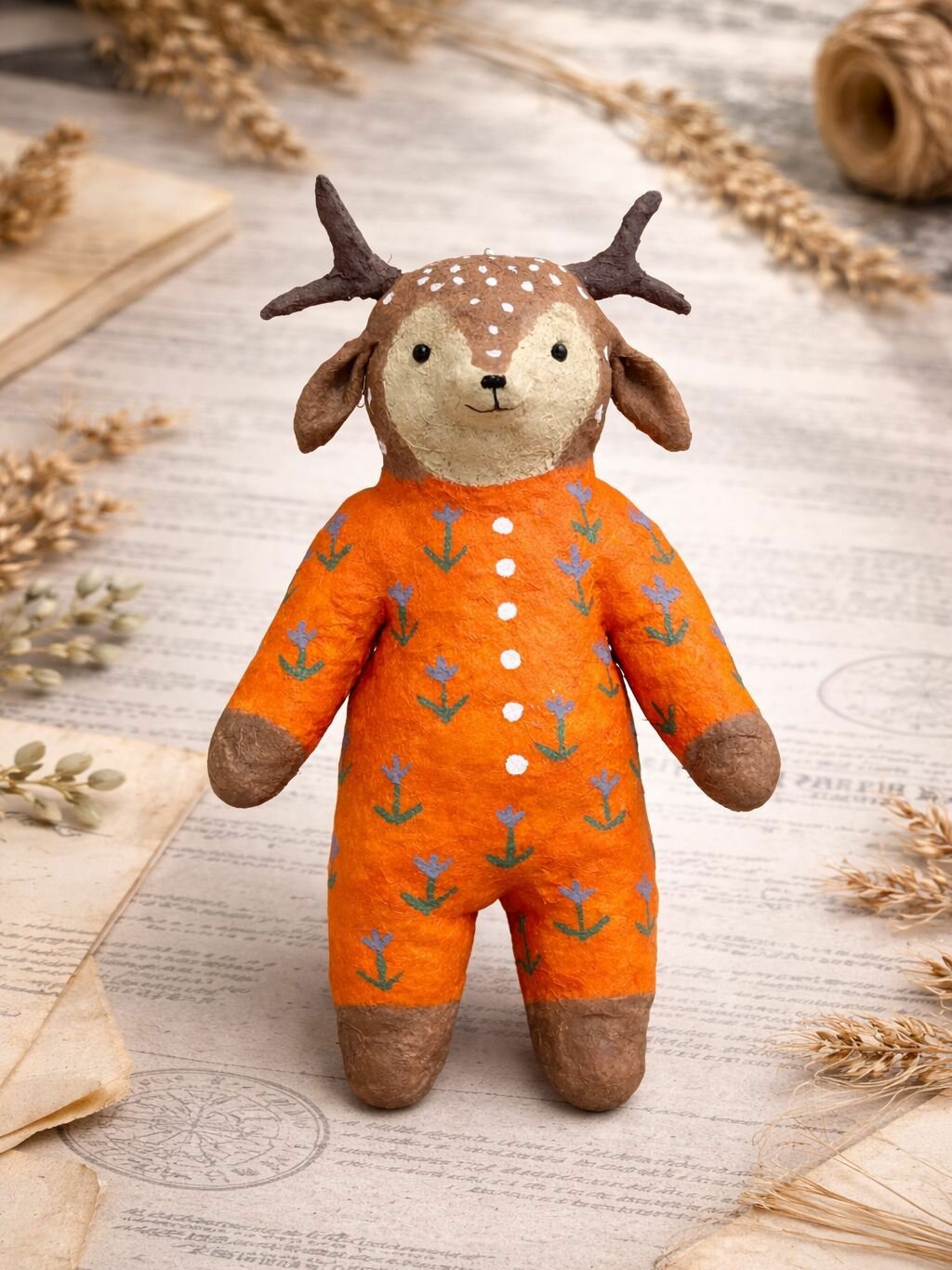 Ватная елочная игрушка олень