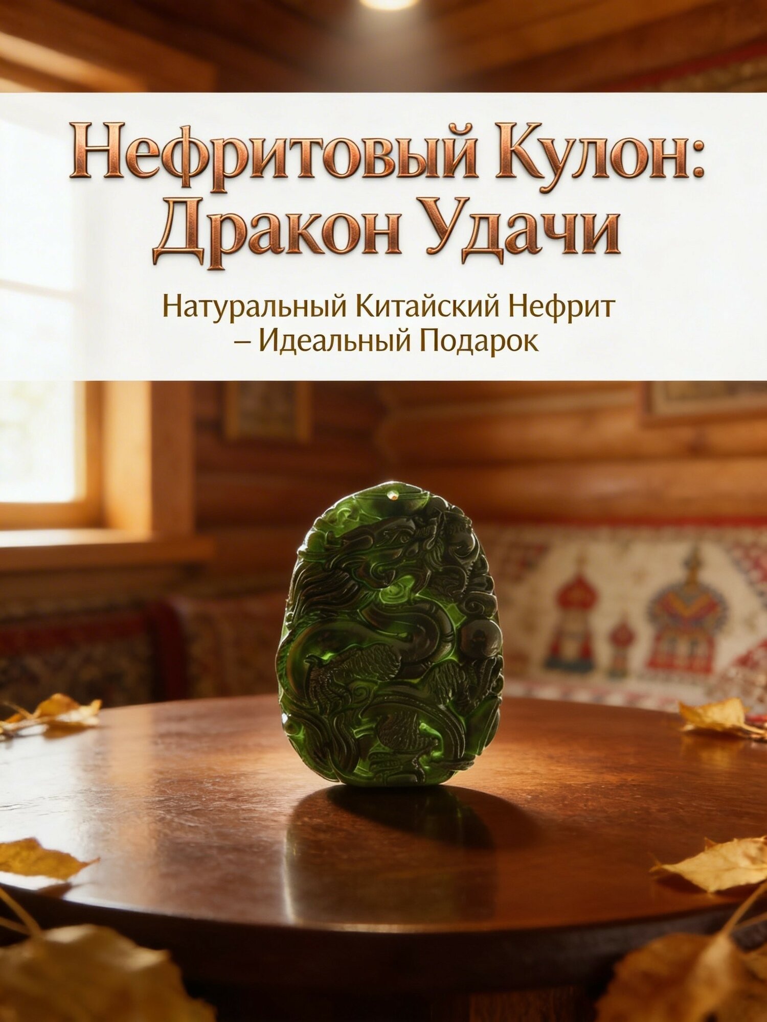 Китайский нефритовый кулон с резным драконом, черно-зелёный амулет ручной работы — подарок на удачу для семьи и друзей