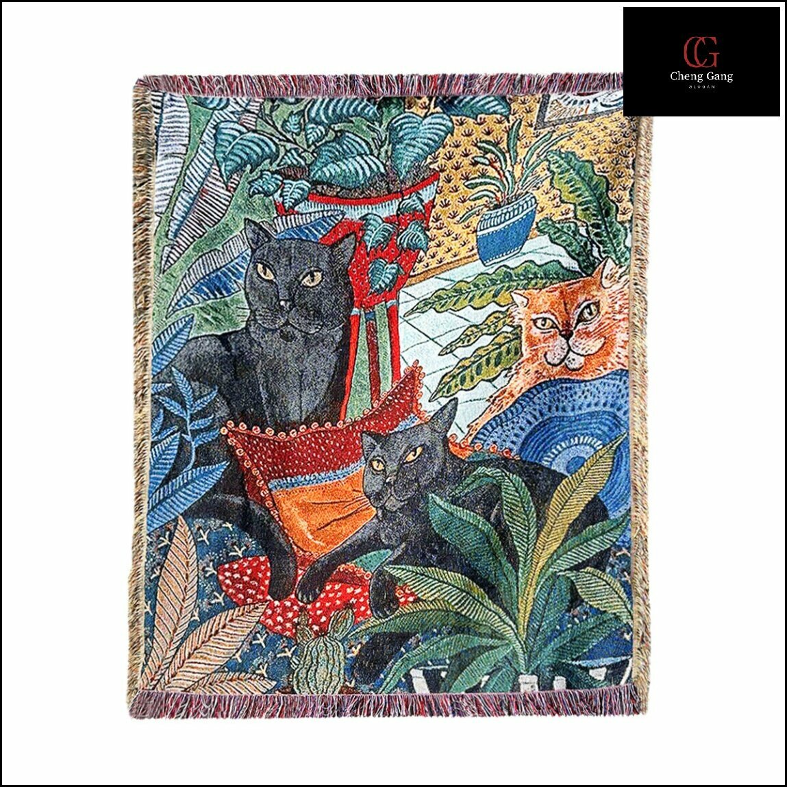 Покрывало плед декоративный, Походное одеяло, Три кошки, 130x160 cm