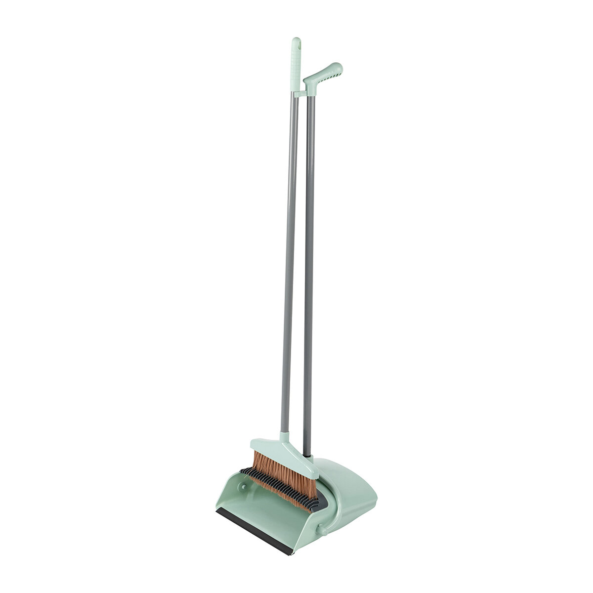 Комплект для уборки Рыжий кот Broom, щетка, совок откидной, зеленый 109047