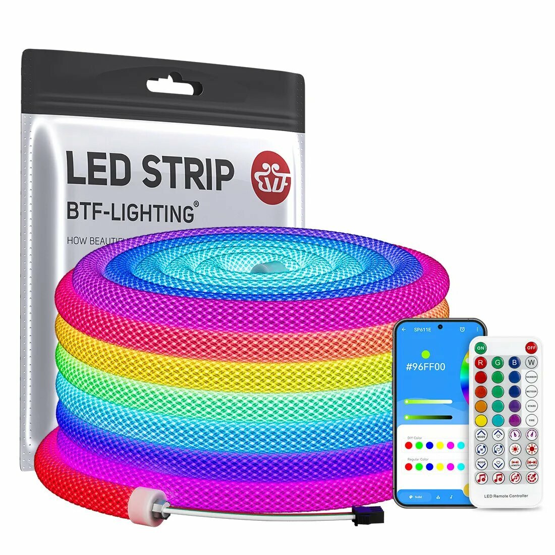 Светодиодная лента RGB с пультом, 5м, WS2812B